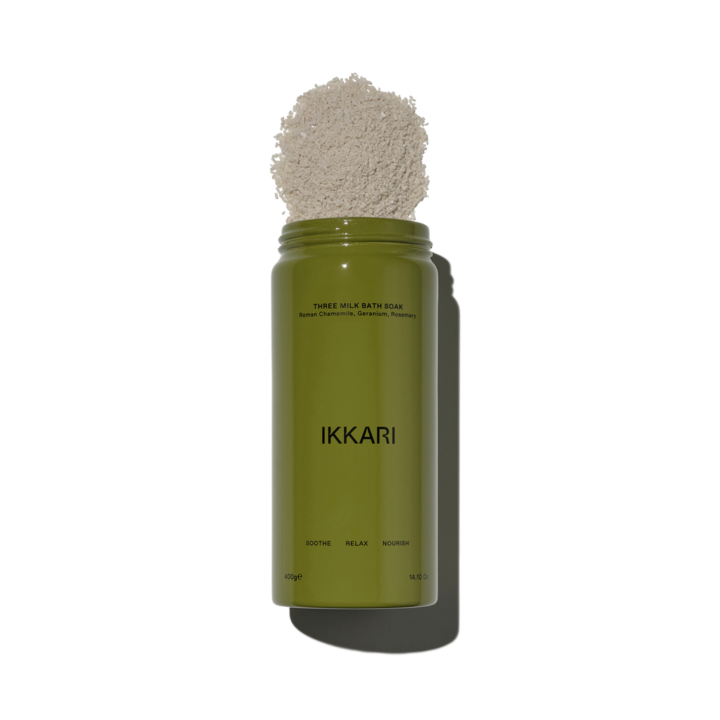 Three Milk Bath Soak 400g Roman Chamomile, Geranium, Rosemary – IKKARI